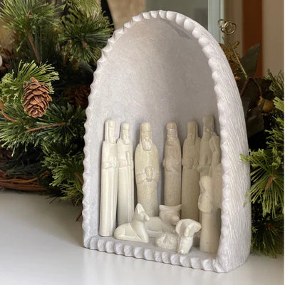 Soapstone Kenya Diorama Nativity Scene | Crèche diorama en pierre olla ...